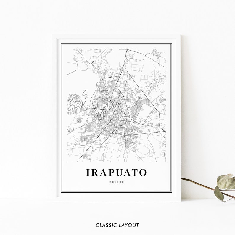 Irapuato México Mapa Impresión, Guanajuato México Mapa Arte Cartel ...
