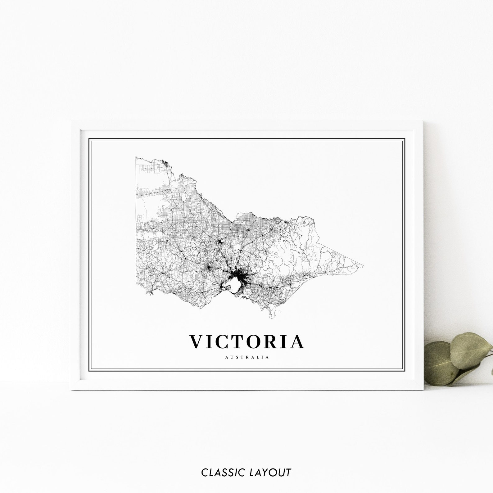 Victoria Australia Map Print Road Map Art Poster Melbourne | Etsy