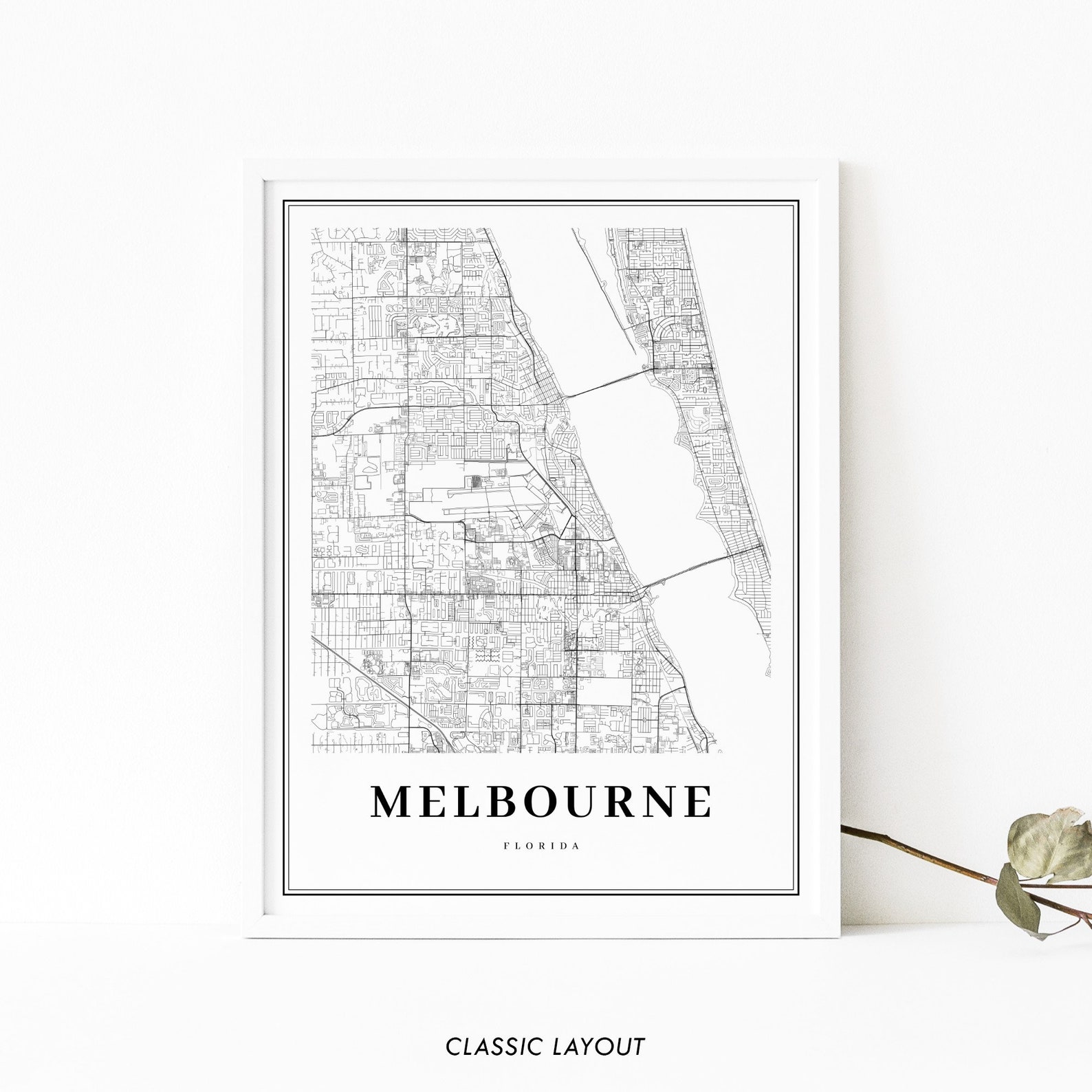 Melbourne FL Map Print, Florida USA Map Art Poster, Brevard County City ...