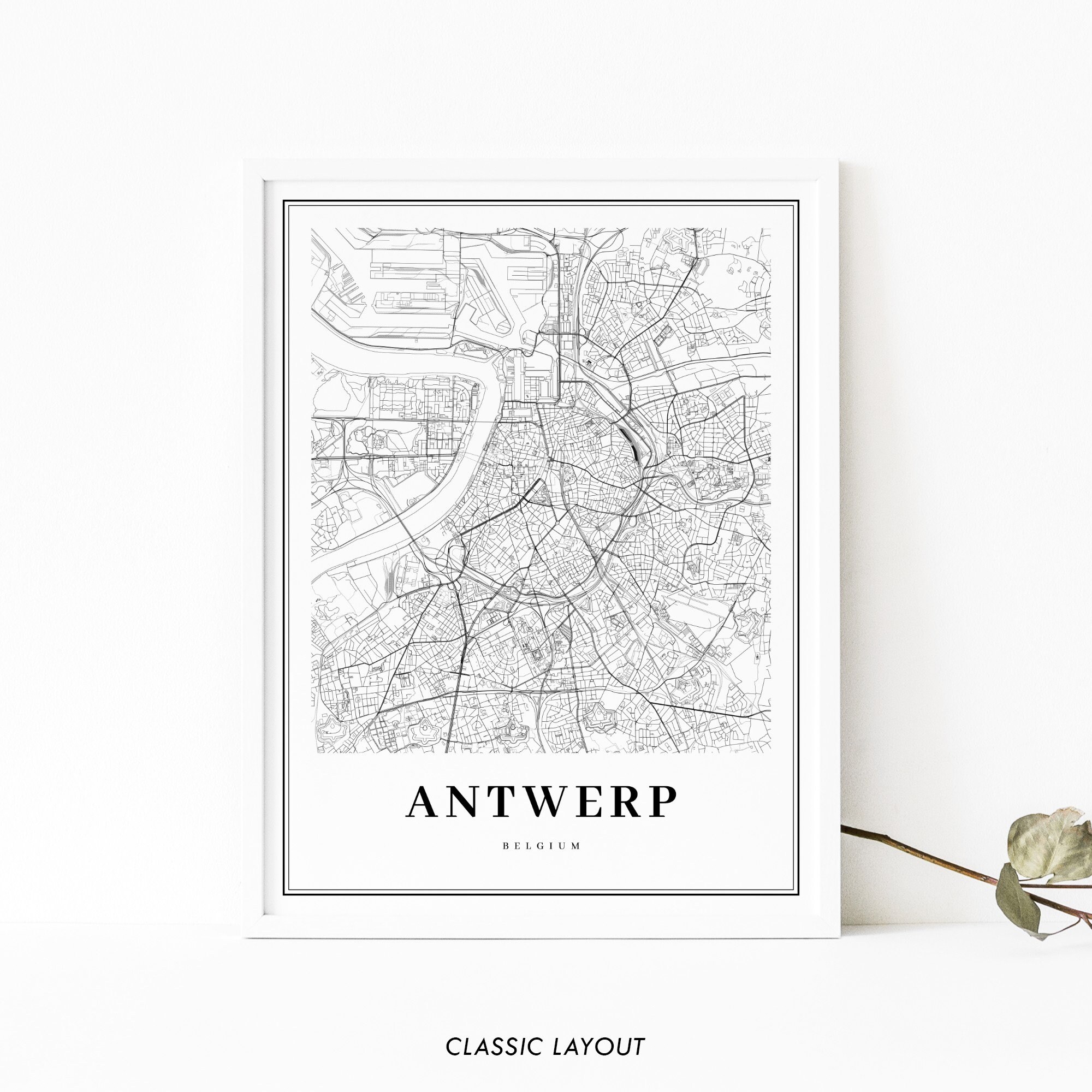 Antwerp Belgium Map Print, Map Art Poster, Antwerpen Anvers, City ...