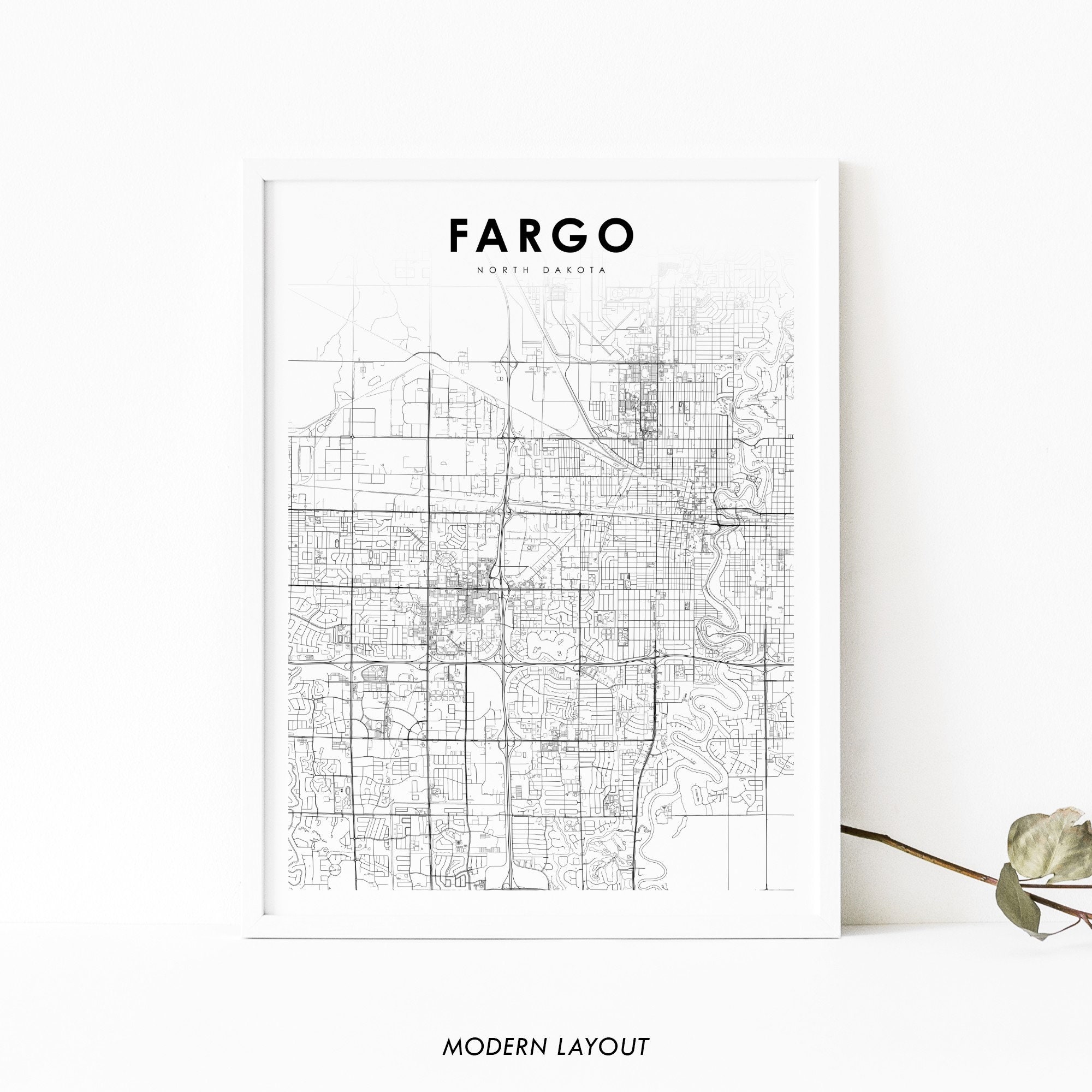 Fargo ND Map Print North Dakota USA Map Art Poster City | Etsy