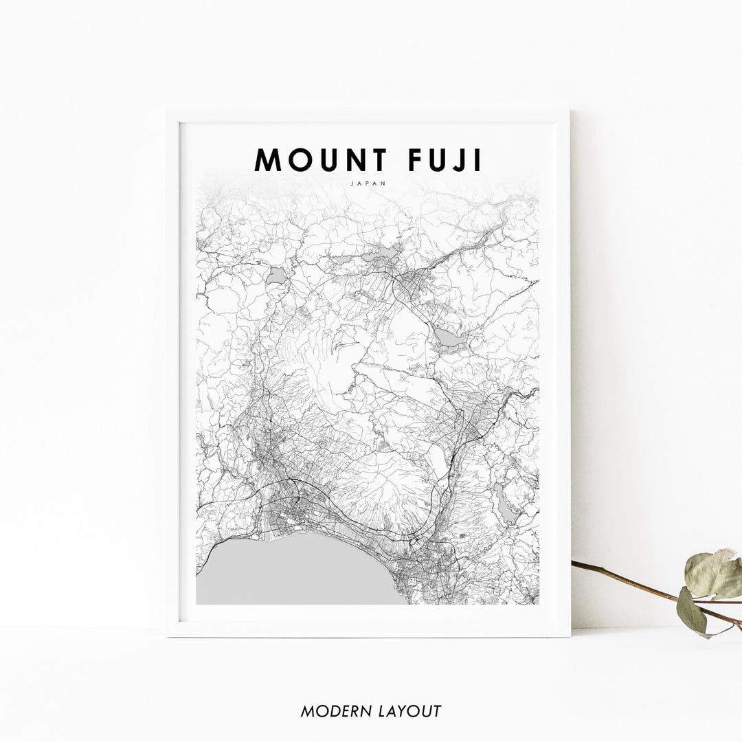 Mount Fuji Area Japan Map Print, Shizuoka Map Art Poster, Fuji Fujisan ...