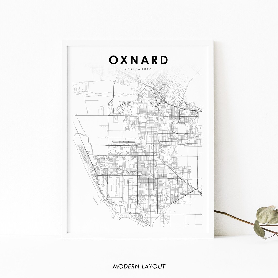 Oxnard CA Map Print, California USA Map Art Poster, Ventura, City ...