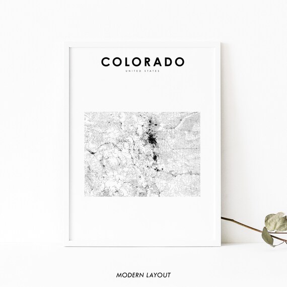 Colorado Map Print State Road Map Print CO USA United States | Etsy