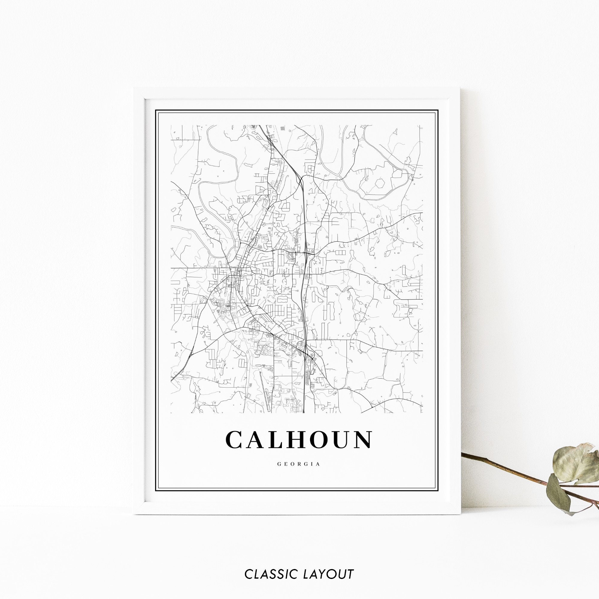 Calhoun GA Map Print Georgia USA Map Art Poster Gordon - Etsy