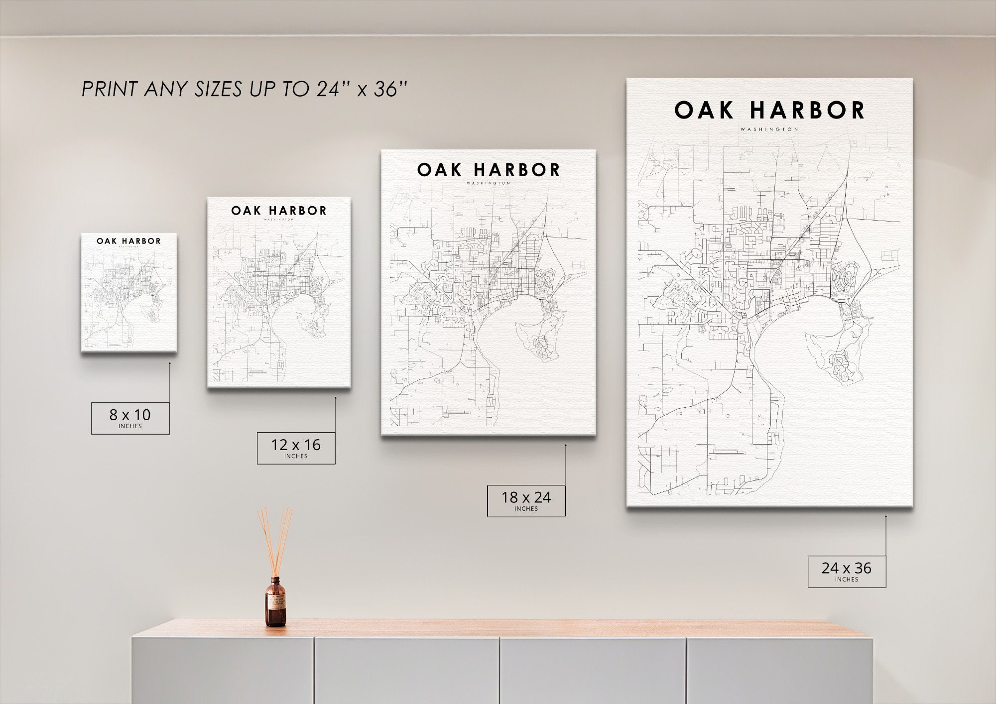 Oak Harbor WA Map Print Washington USA Map Art Poster | Etsy