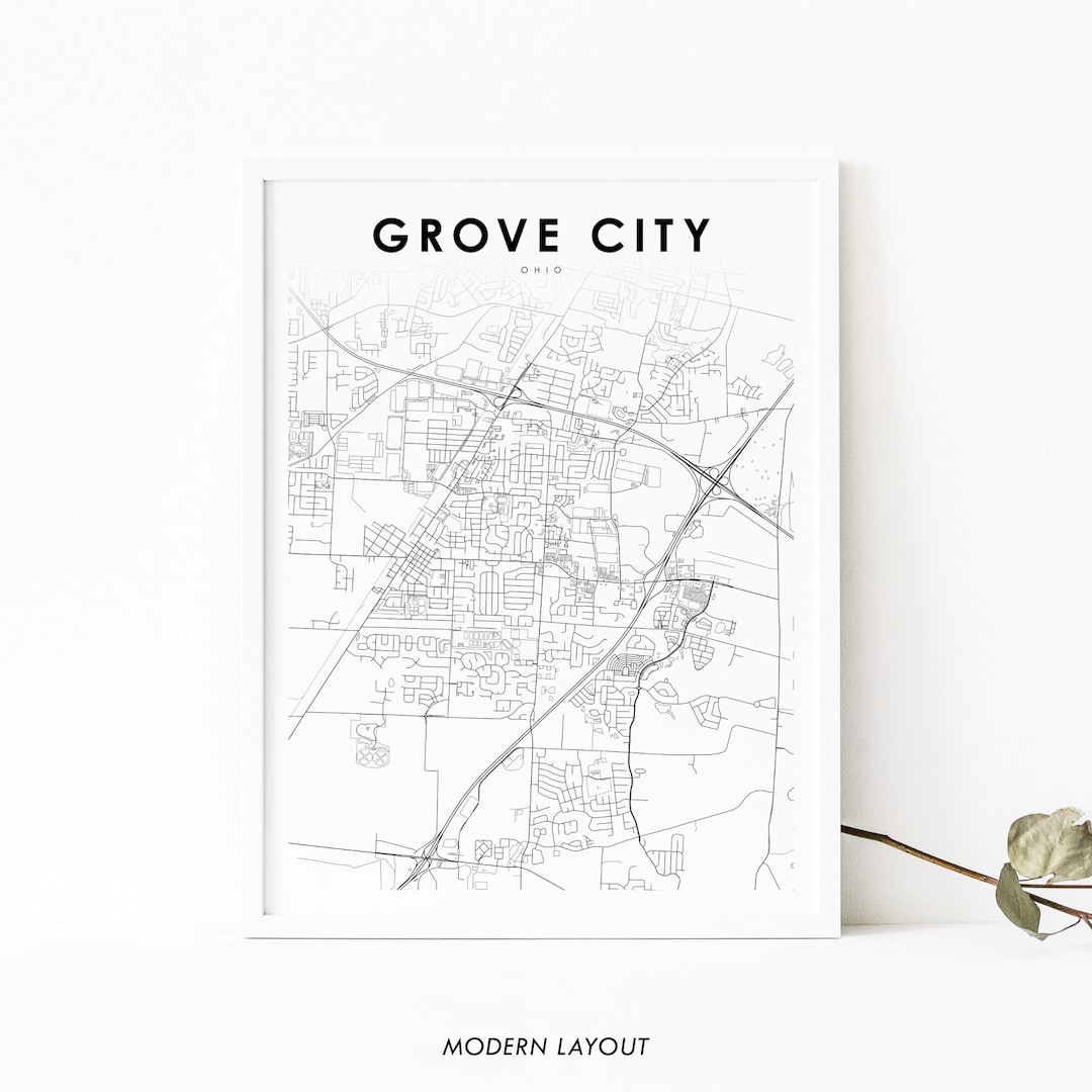 Grove City OH Map Print, Ohio USA Map Art Poster, Franklin County, City ...