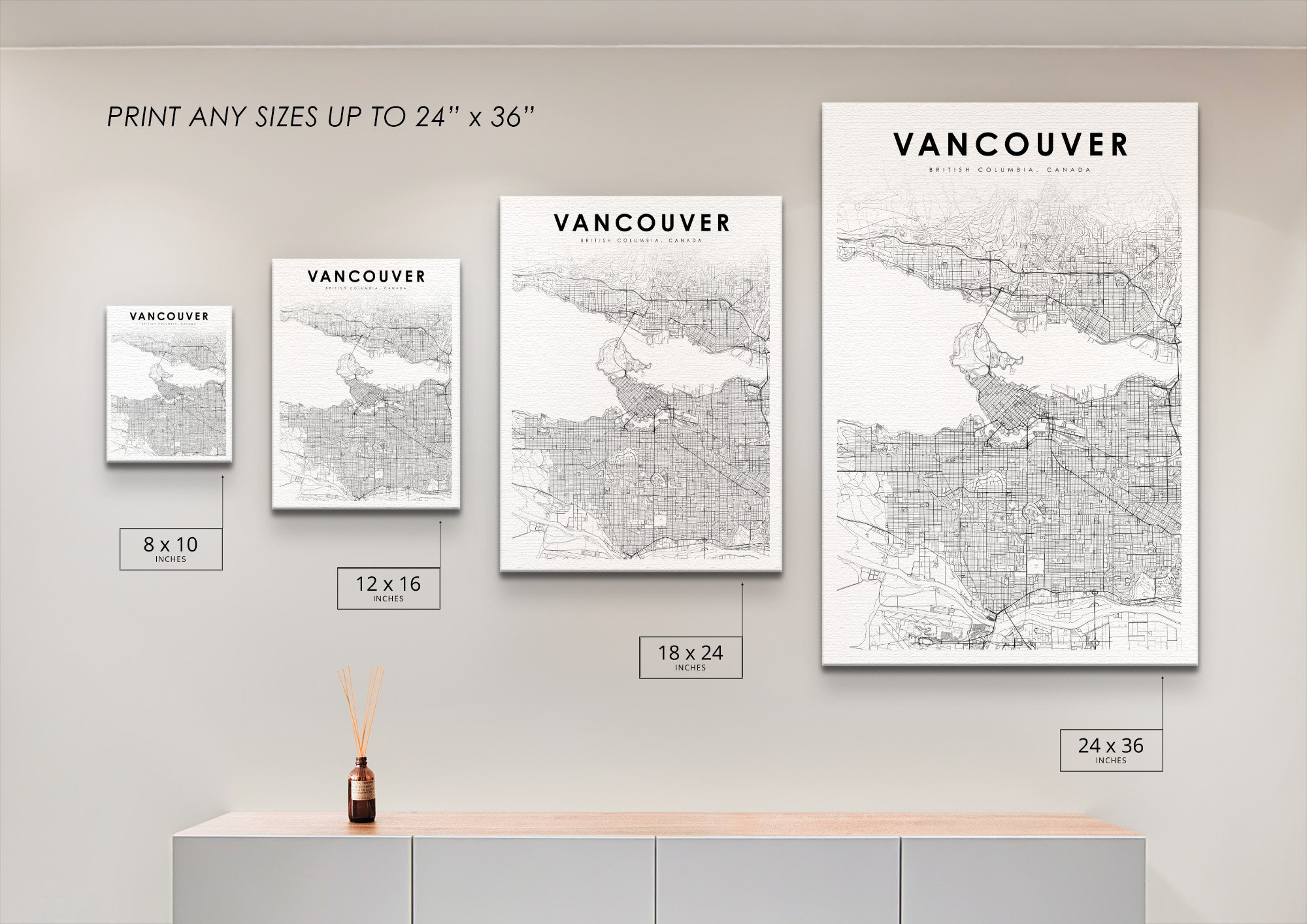 Vancouver BC Map Print British Columbia Canada Map Art | Etsy
