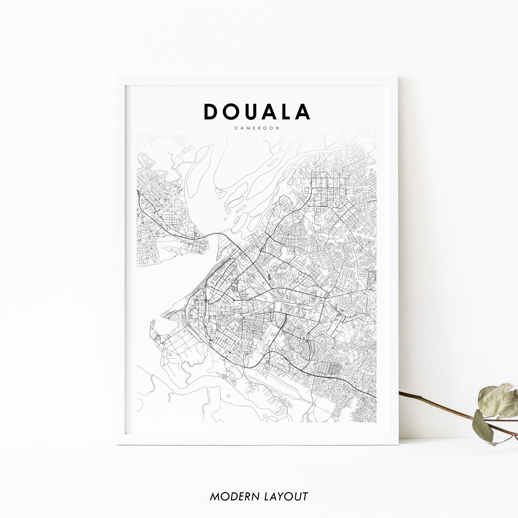 Douala Cameroon Map Print Map Art Poster Duala Kamerun - Etsy