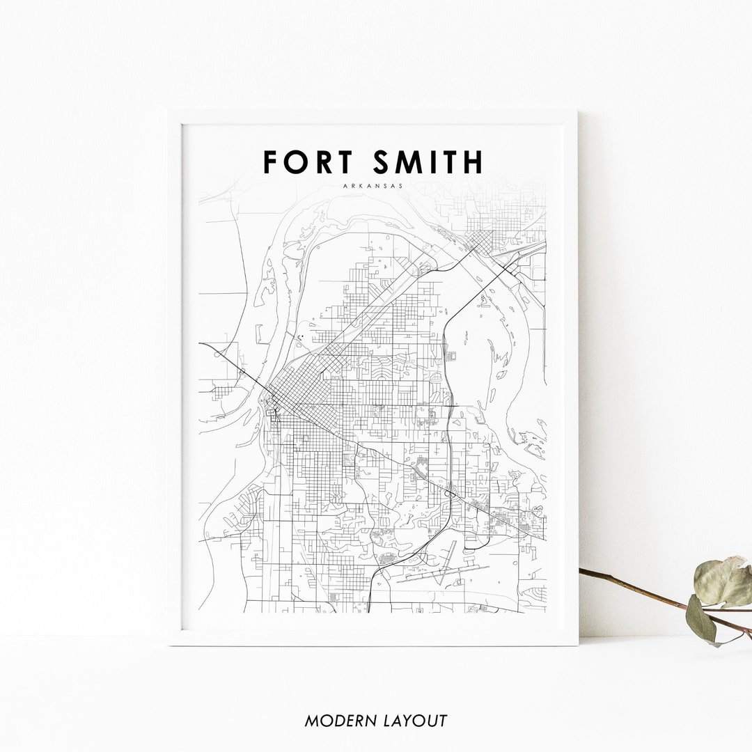 Fort Smith AR Map Print, Arkansas USA Map Art Poster, Sebastian, City ...
