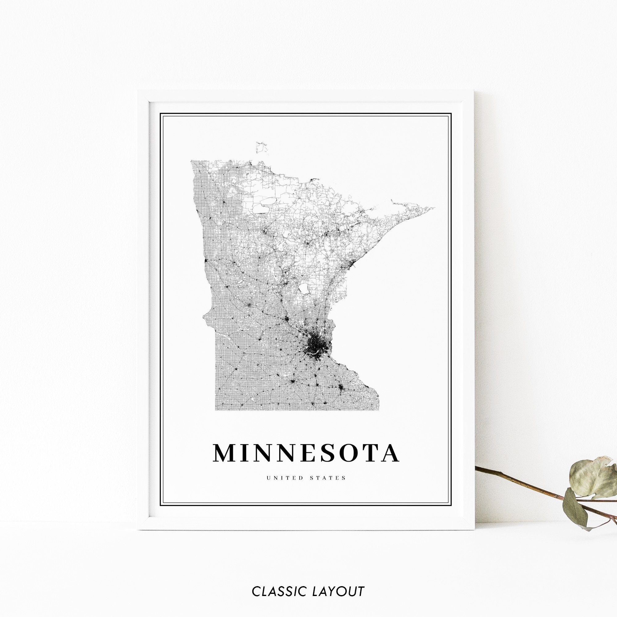 Minnesota Map Print State Road Map Print MN USA United - Etsy