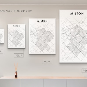 Milton Ontario Map Print, ON Canada Map Art Poster, City Street Road ...