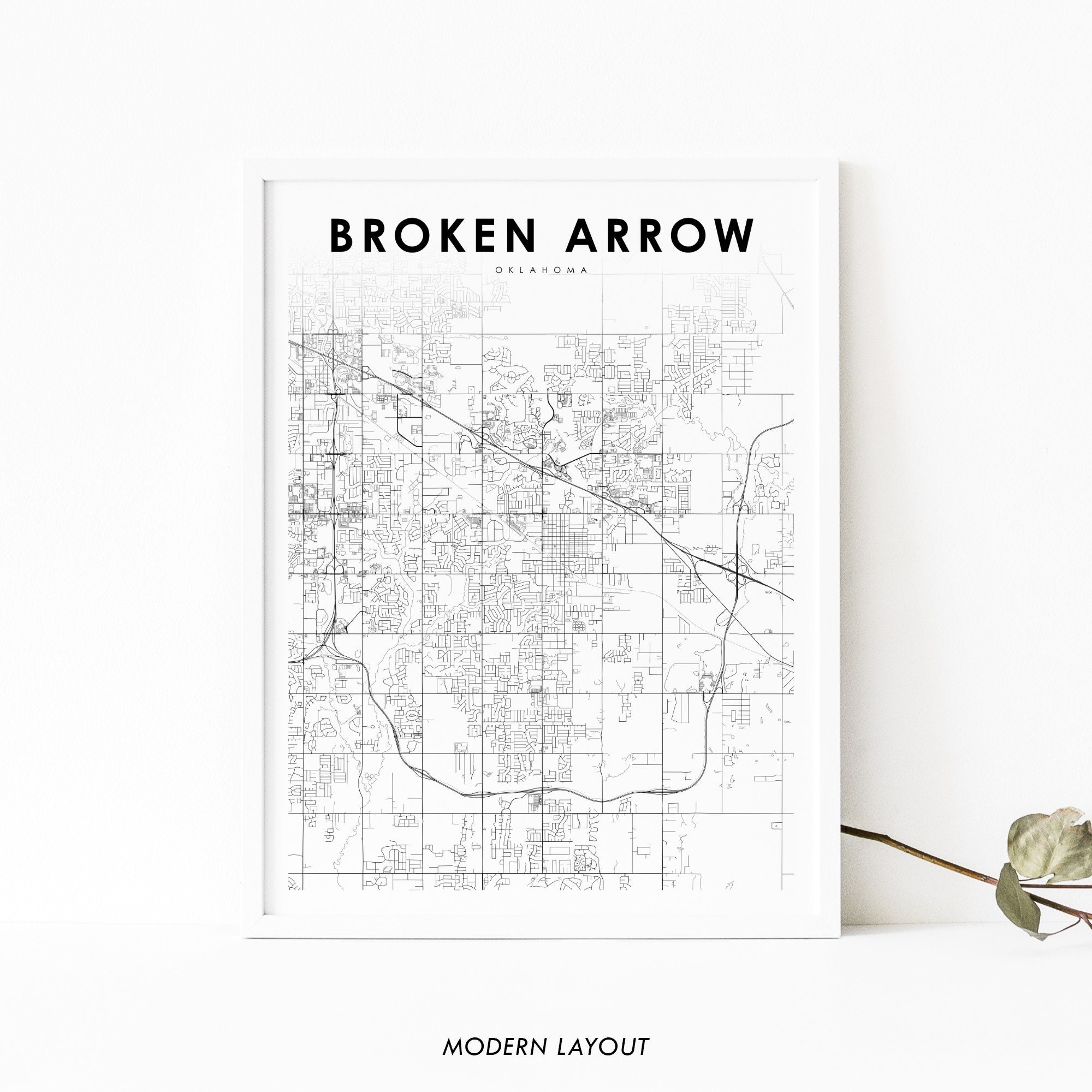 Broken Arrow OK Map Print Oklahoma USA Map Art Poster City | Etsy