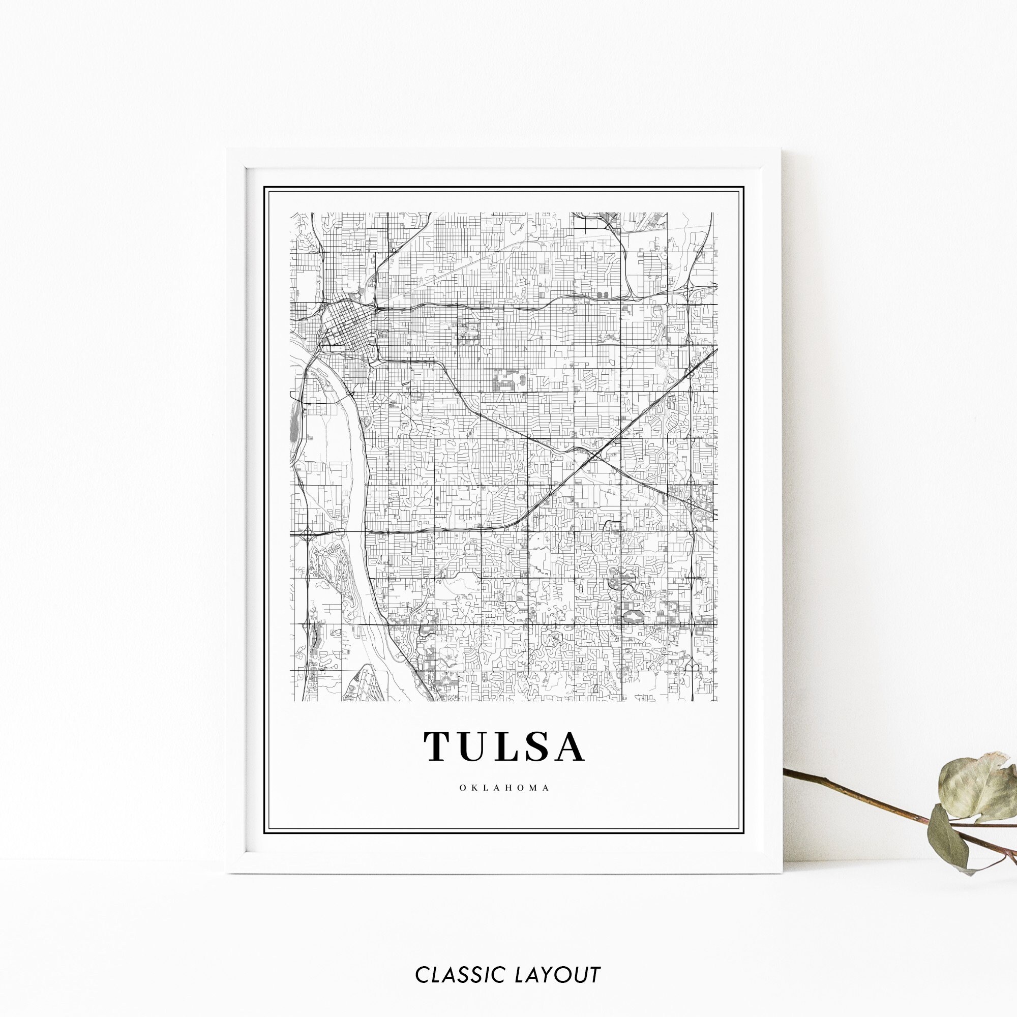 Tulsa Area OK Map Print Oklahoma USA Map Art Poster City | Etsy