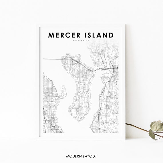 Mercer Island WA Map Print Washington USA Map Art Poster | Etsy