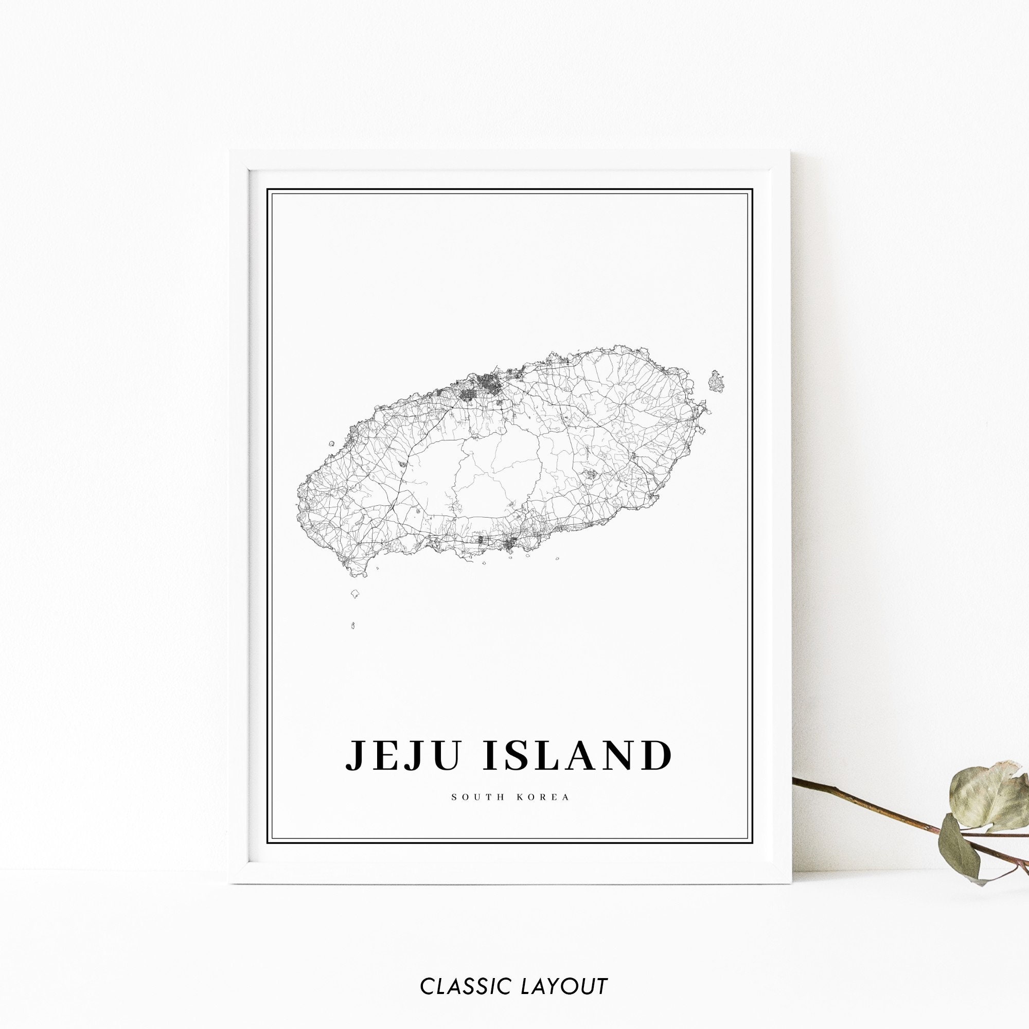 Jeju Island Map Print Road Map Art Poster South Korea Map - Etsy