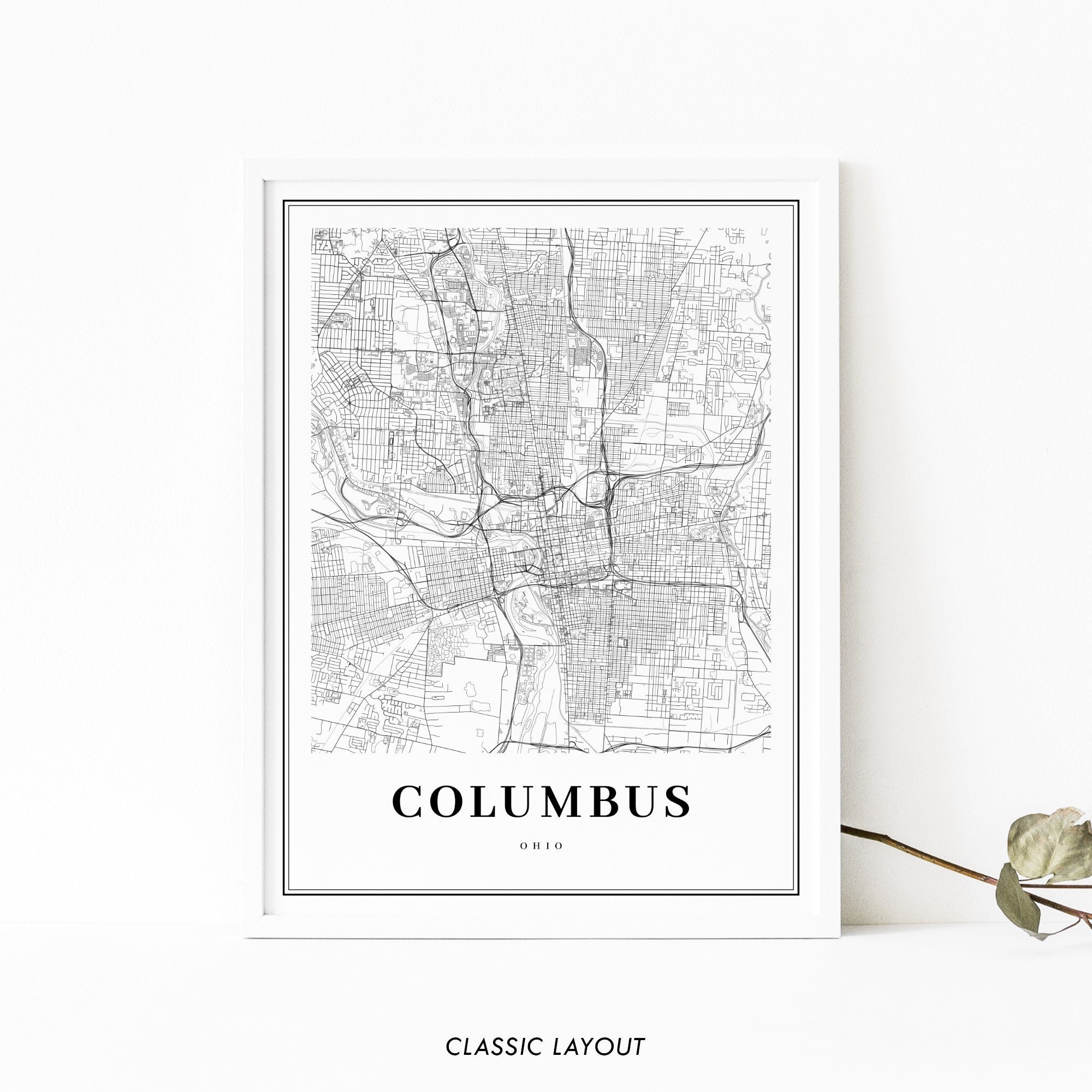 Columbus OH Map Print, Ohio USA Map Art Poster, City Street Road Map ...