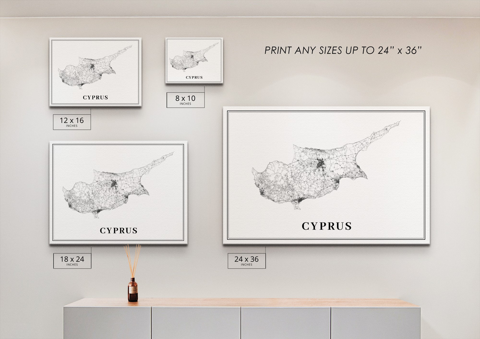 Cyprus Map Print Map Art Poster Κυπριακή Kıbrıs Cumhuriyeti | Etsy