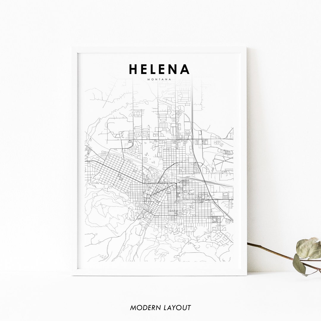 Helena MT Map Print, Montana USA Map Art Poster, City Street Road Map ...