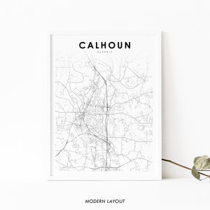 Calhoun GA Map Print, Georgia USA Map Art Poster, Gordon County, City ...