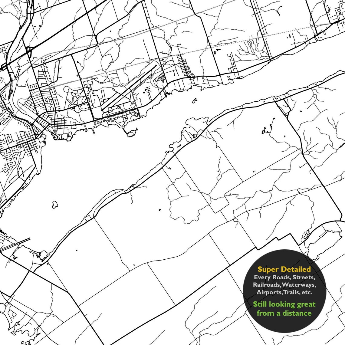 Prince Edward County Ontario Map Print, ON Canada Map Art Poster, City ...