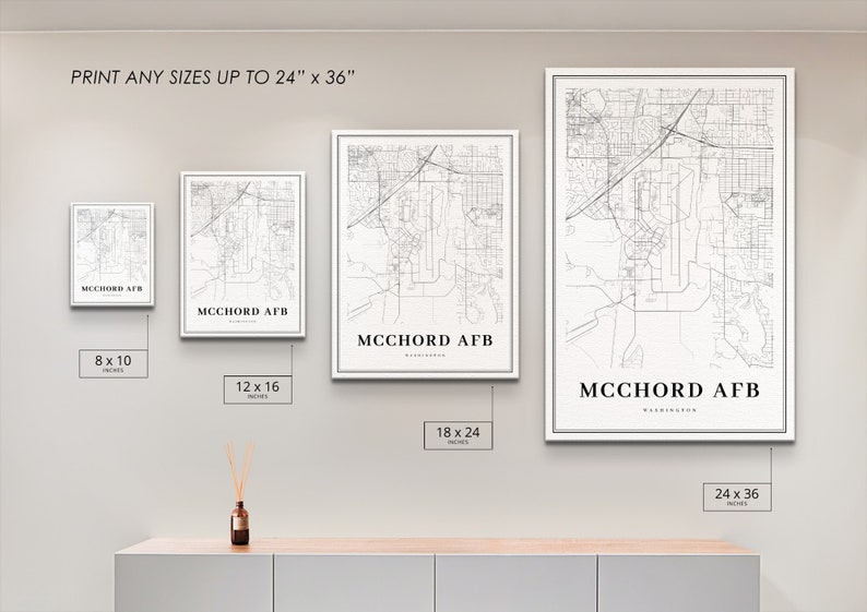 Mcchord AFB WA Map Print, Air Force Base Washington US Army Base Poster ...