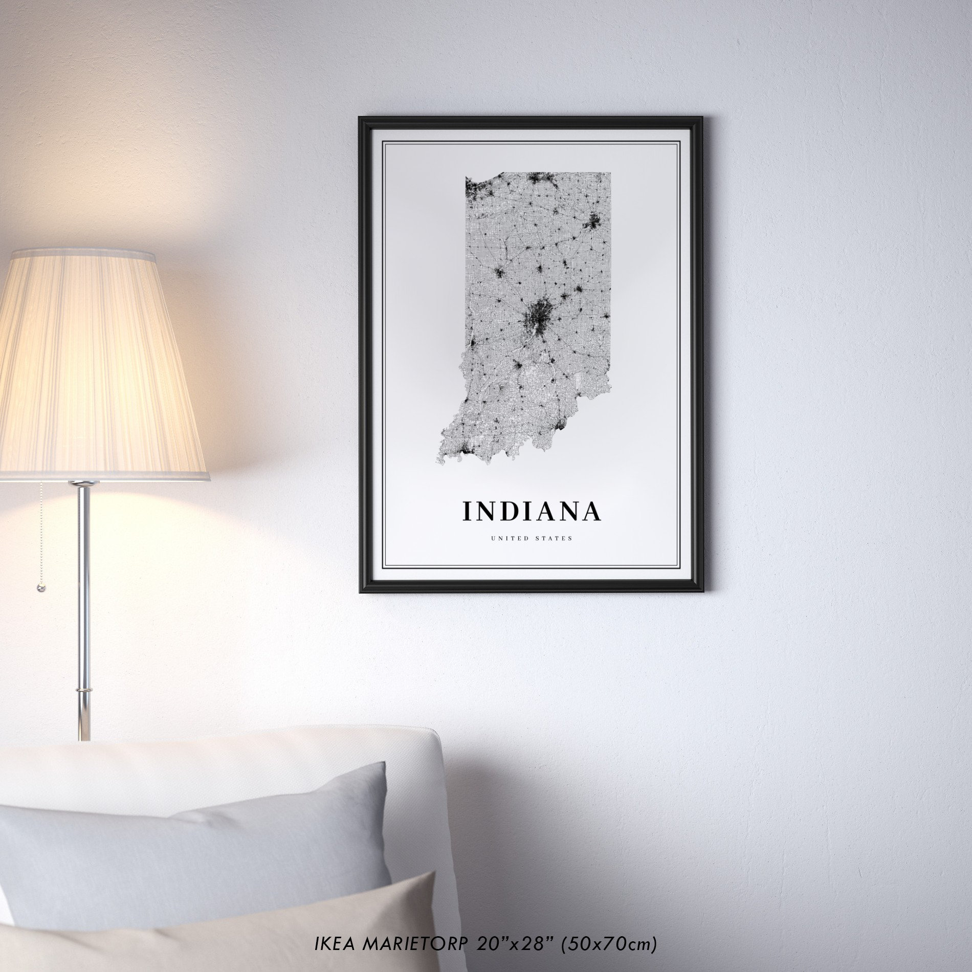 Indiana Map Print State Road Map Print IN USA United States | Etsy