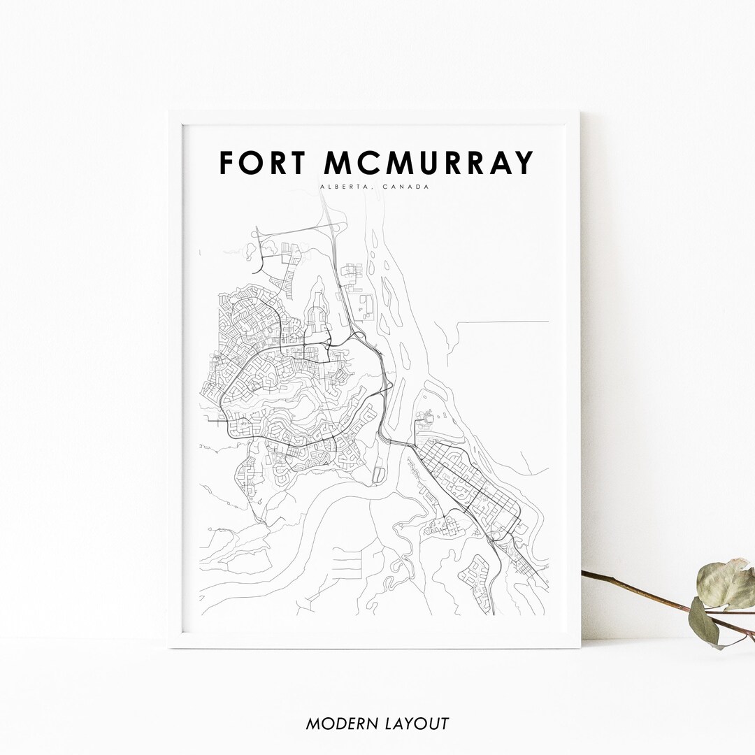 Fort Mcmurray Alberta Map Print, AB Canada Map Art Poster, City Street ...