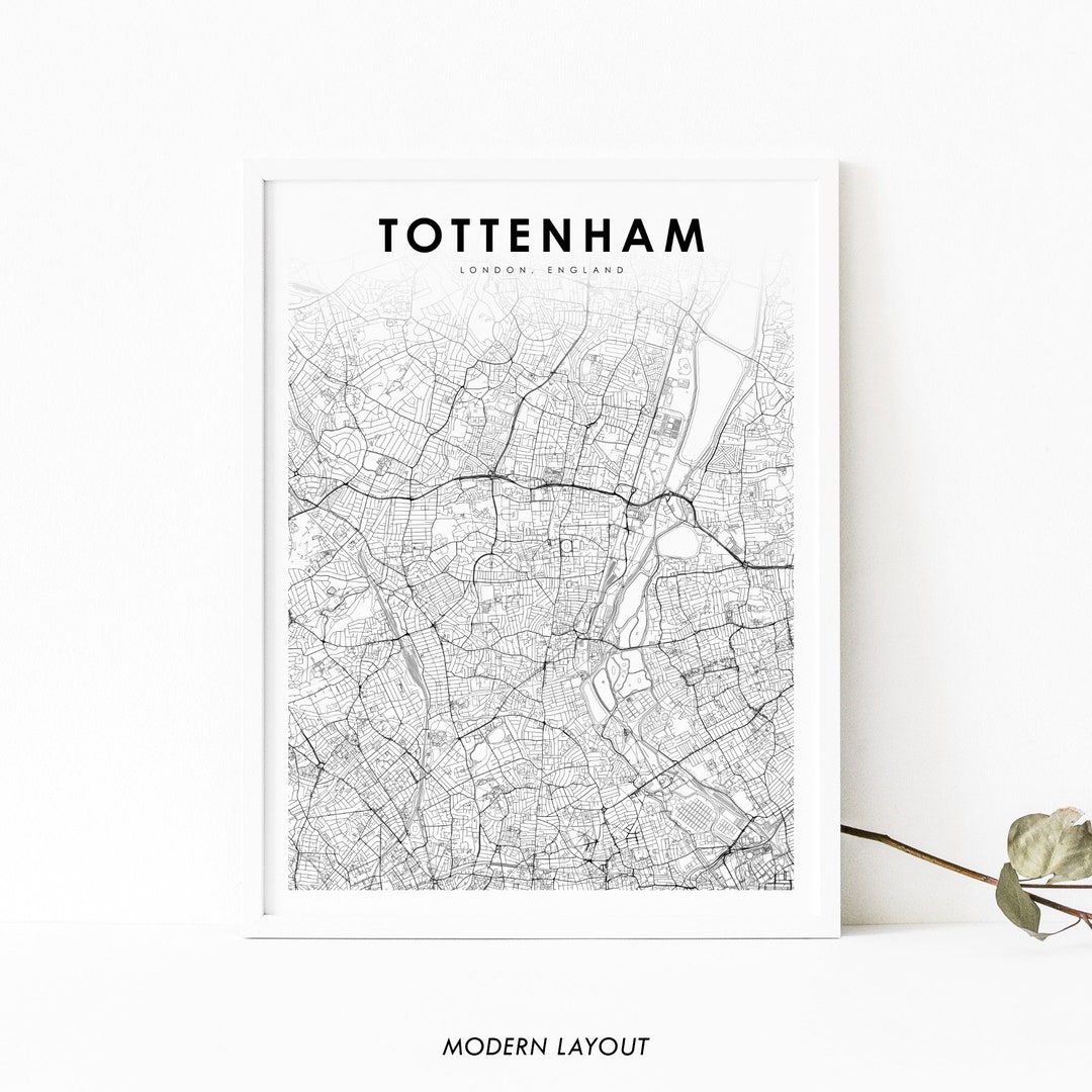 Tottenham London Map Print, England UK United Kingdom Map Art Poster ...