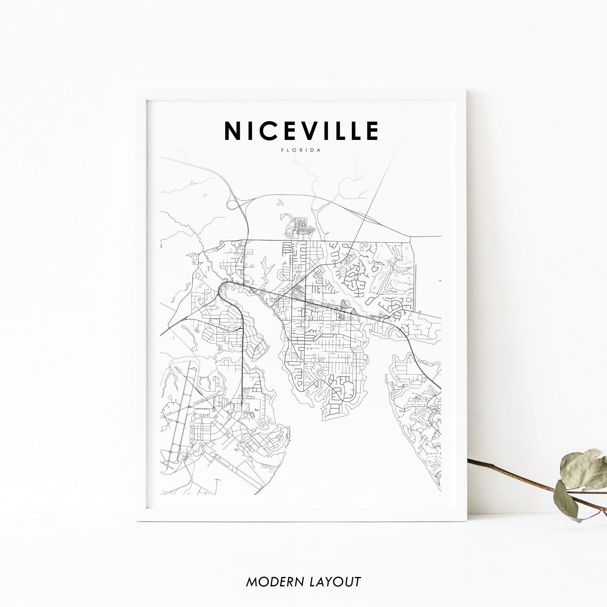 Niceville FL Map Print Florida USA Map Art Poster Okaloosa - Etsy