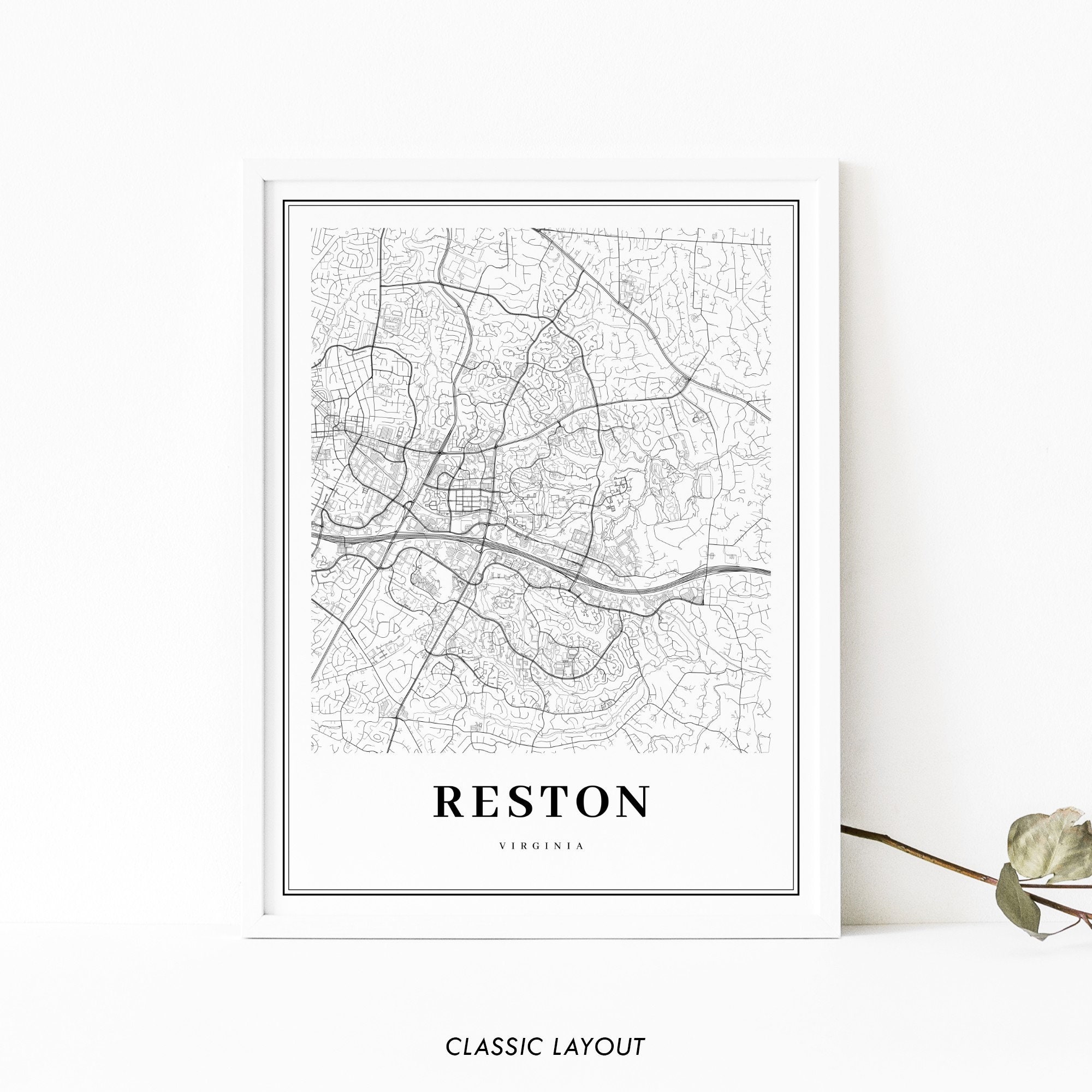 Reston VA Map Print Virginia USA Map Art Poster Fairfax - Etsy