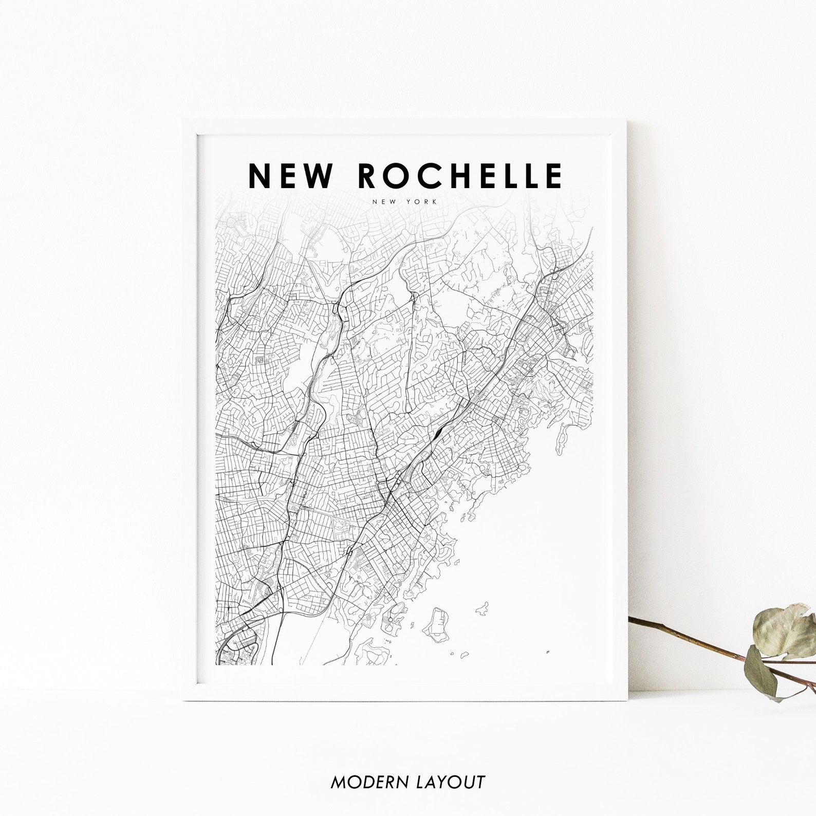 New Rochelle NY Map Print New York USA Map Art Poster - Etsy UK