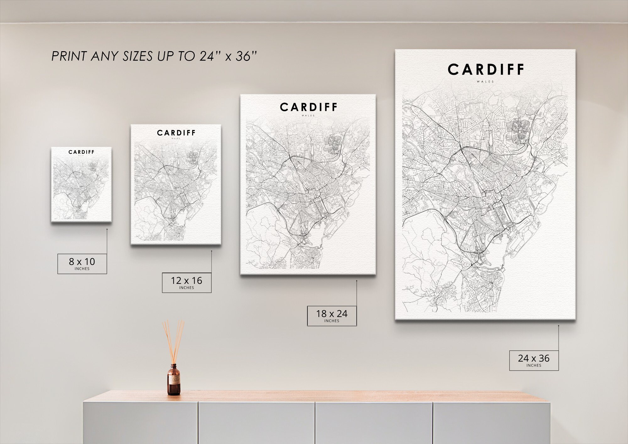Cardiff UK Map Print Wales United Kingdom Map Art Poster - Etsy