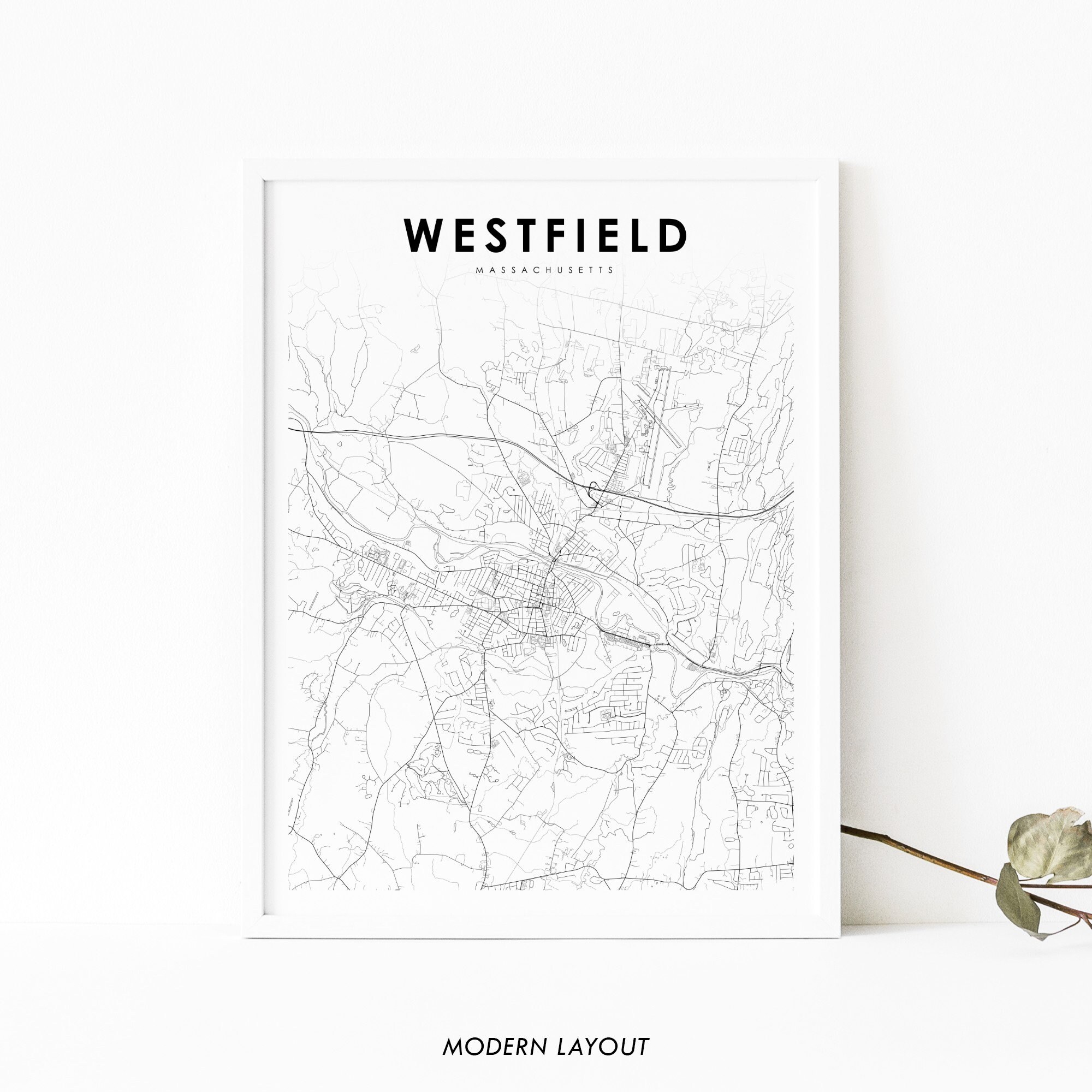 Westfield MA Map Print Massachusetts USA Map Art Poster - Etsy