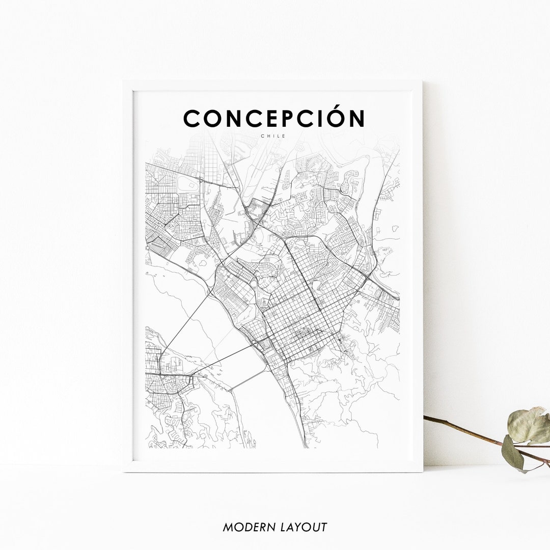 Concepcion Chile Map Print, Concepción Map Art Poster, María Purísima ...