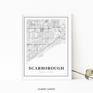 Scarborough Ontario Map Print, Toronto ON Canada Map Art Poster, City ...