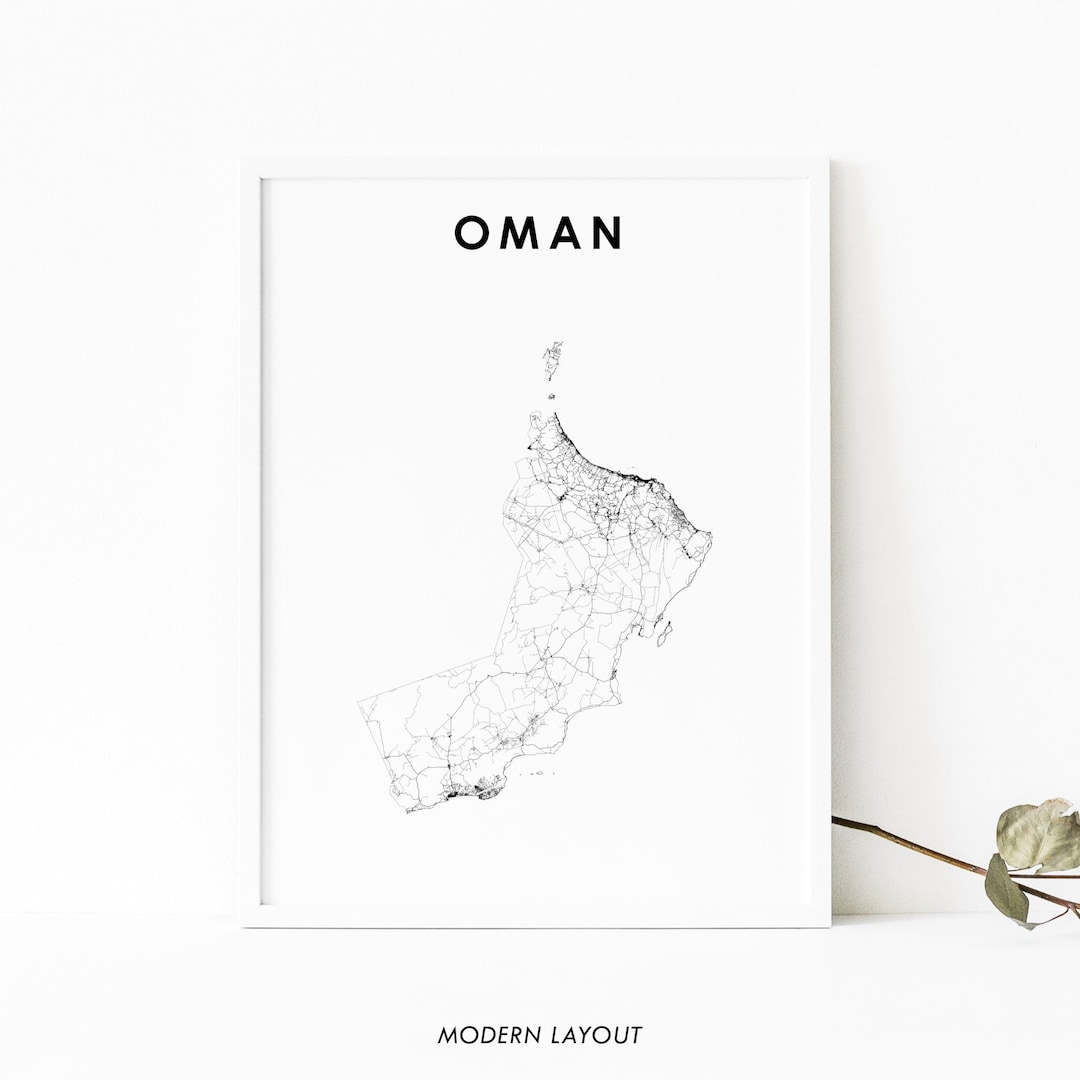 Oman Map Print Road Map Art Poster Salṭanat ʻumān Muscat - Etsy