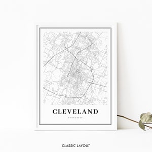 Cleveland TN Map Print, Tennessee USA Map Art Poster, Bradley, City ...