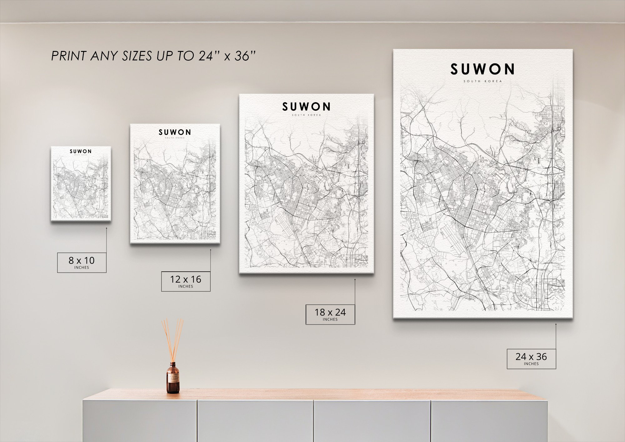 Suwon South Korea Map Print Suwon-si Map Art Poster 수원 수원시 | Etsy