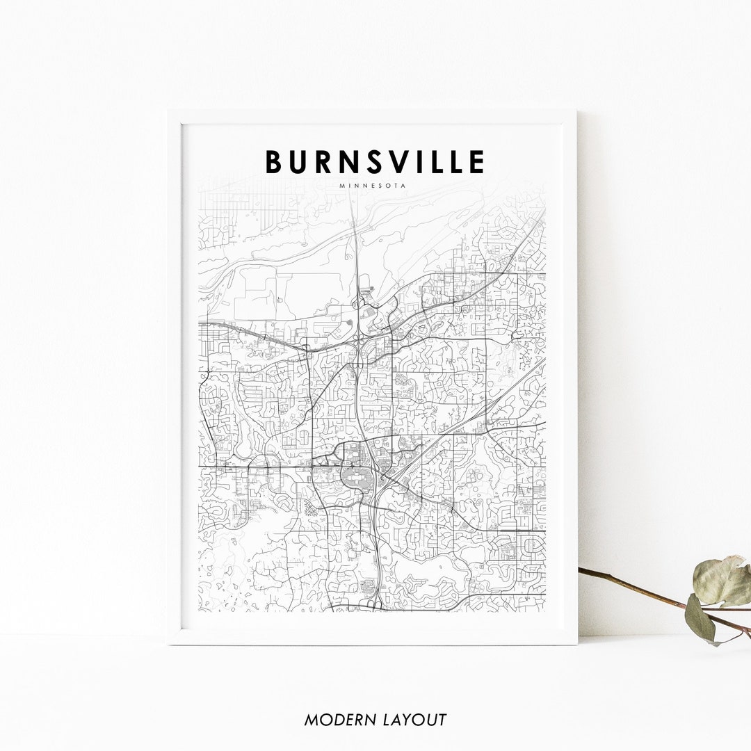 Burnsville MN Map Print, Minnesota USA Map Art Poster, Dakota, City ...