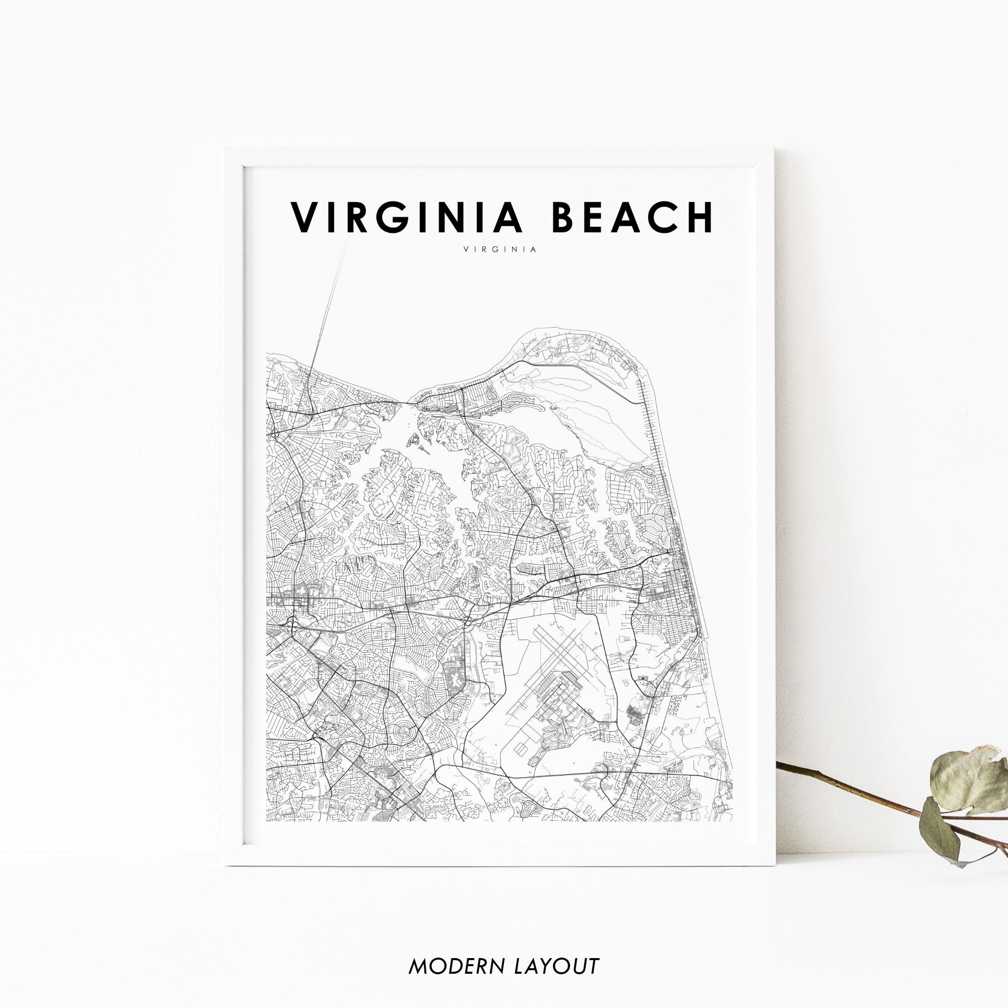 Virginia Beach VA Map Print Virginia USA Map Art Poster City | Etsy