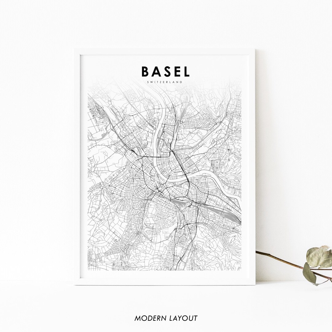 Basel Switzerland Map Print, Basle Swiss Map Art Poster, City Street ...
