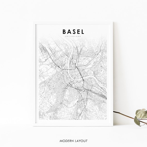 Basel Switzerland Map Print Basle Swiss Map Art Poster City - Etsy