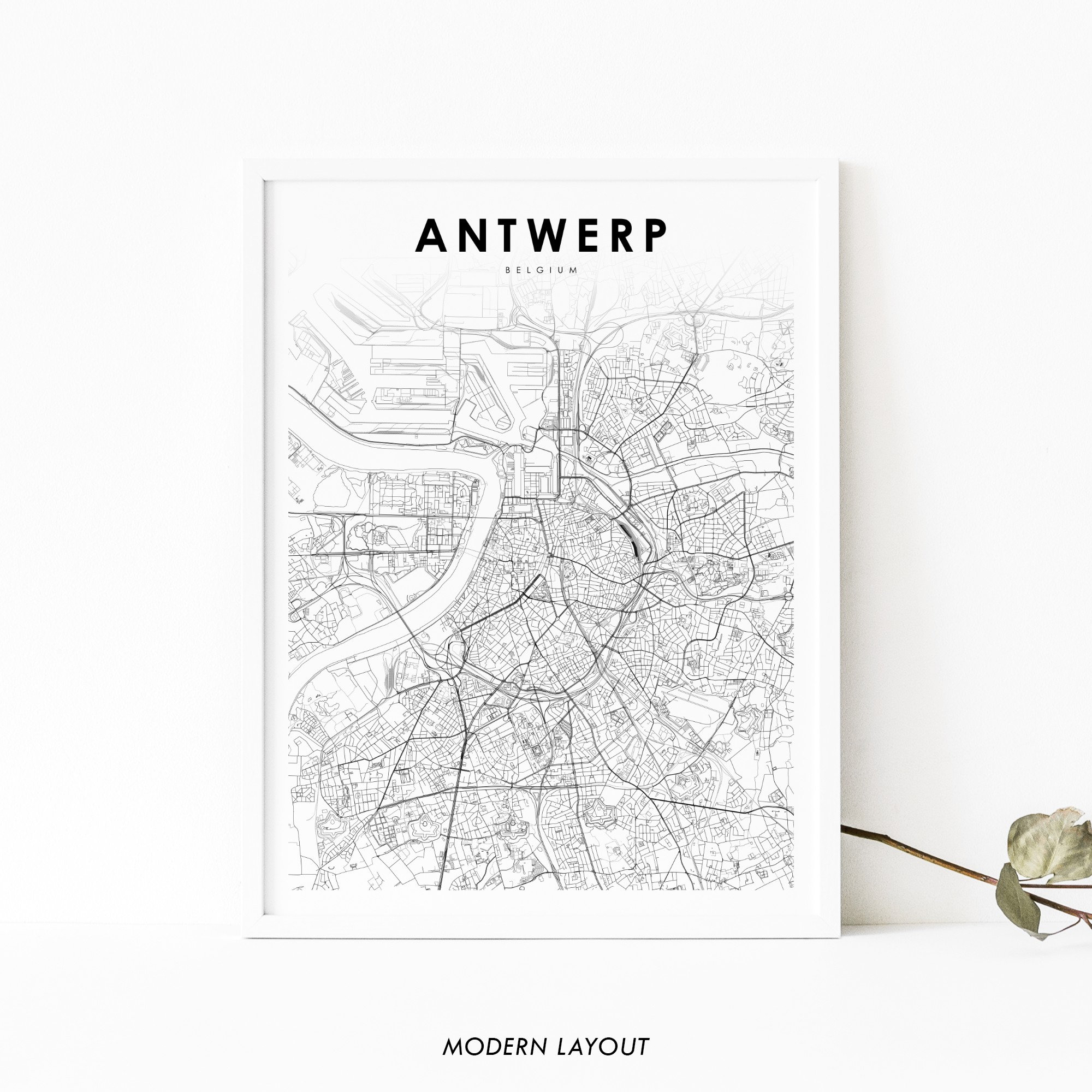 Antwerp Belgium Map Print, Map Art Poster, Antwerpen Anvers, City ...