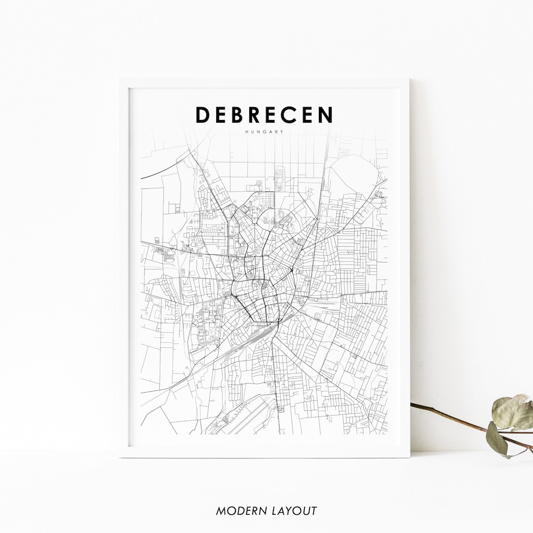 Debrecen Hungary Map Print, Map Art Poster, Magyarország, City Street ...