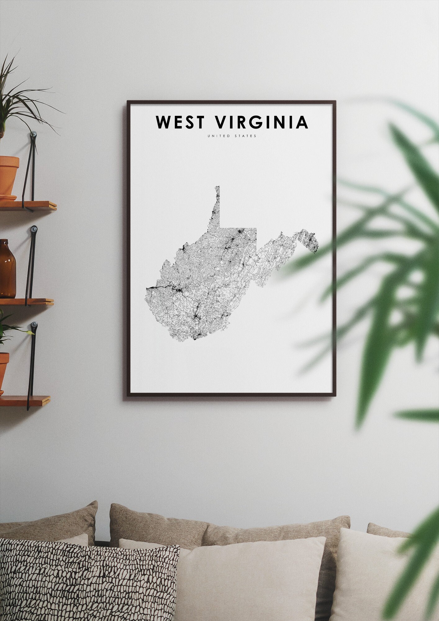 West Virginia Map Print State Road Map Print WV USA United - Etsy