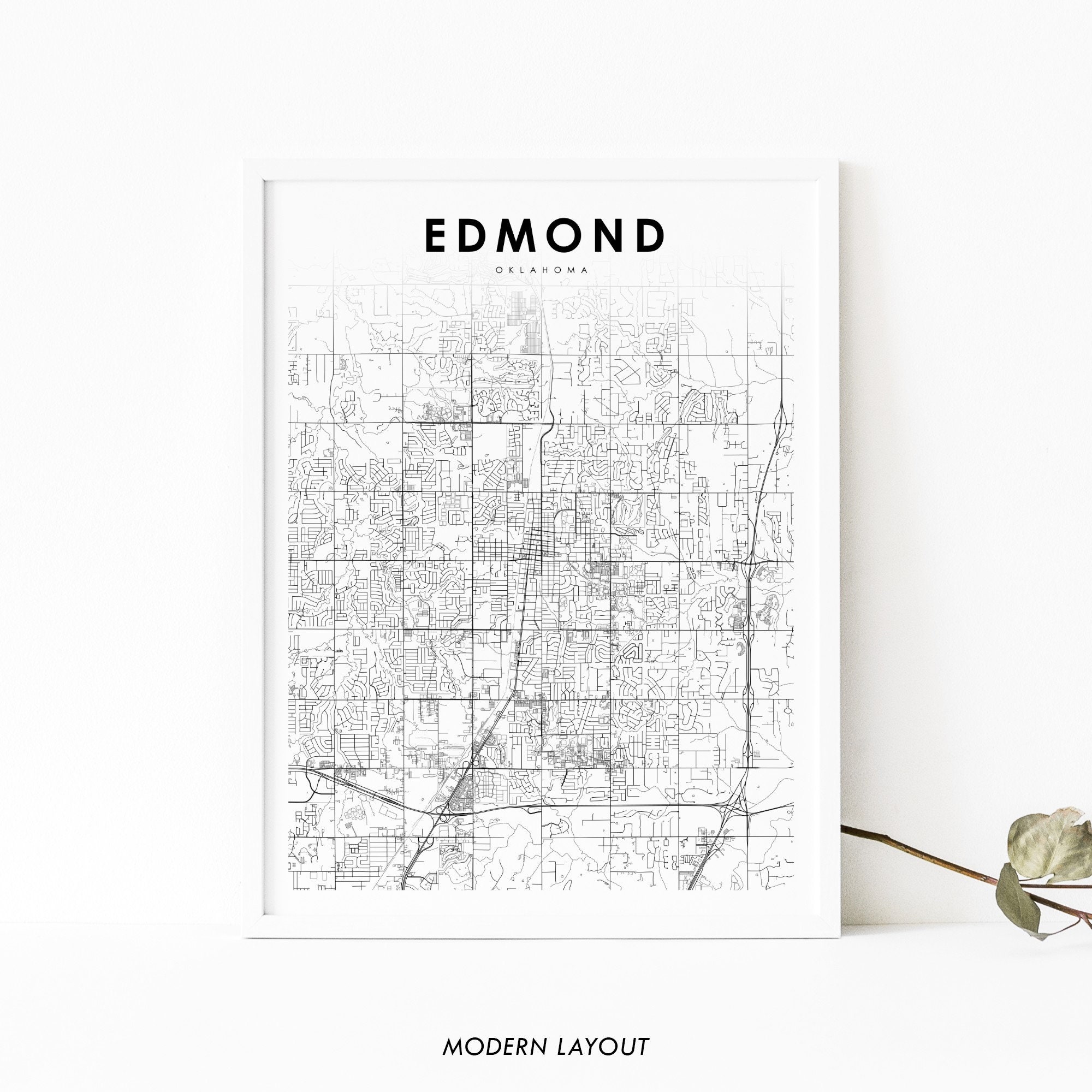 Edmond OK Map Print Oklahoma USA Map Art Poster Oklahoma - Etsy