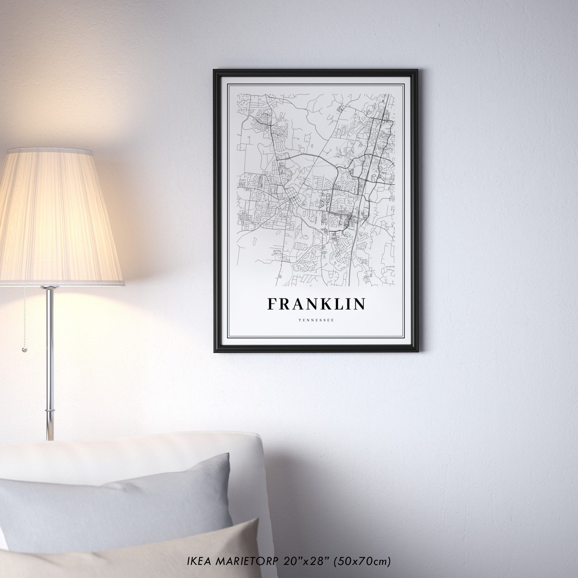 Franklin TN Map Print, Tennessee USA Map Art Poster, Williamson, City ...