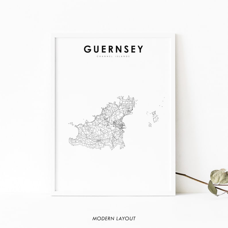 Guernsey Map Print, Channel Islands UK Map Art Poster, Bailliage De ...