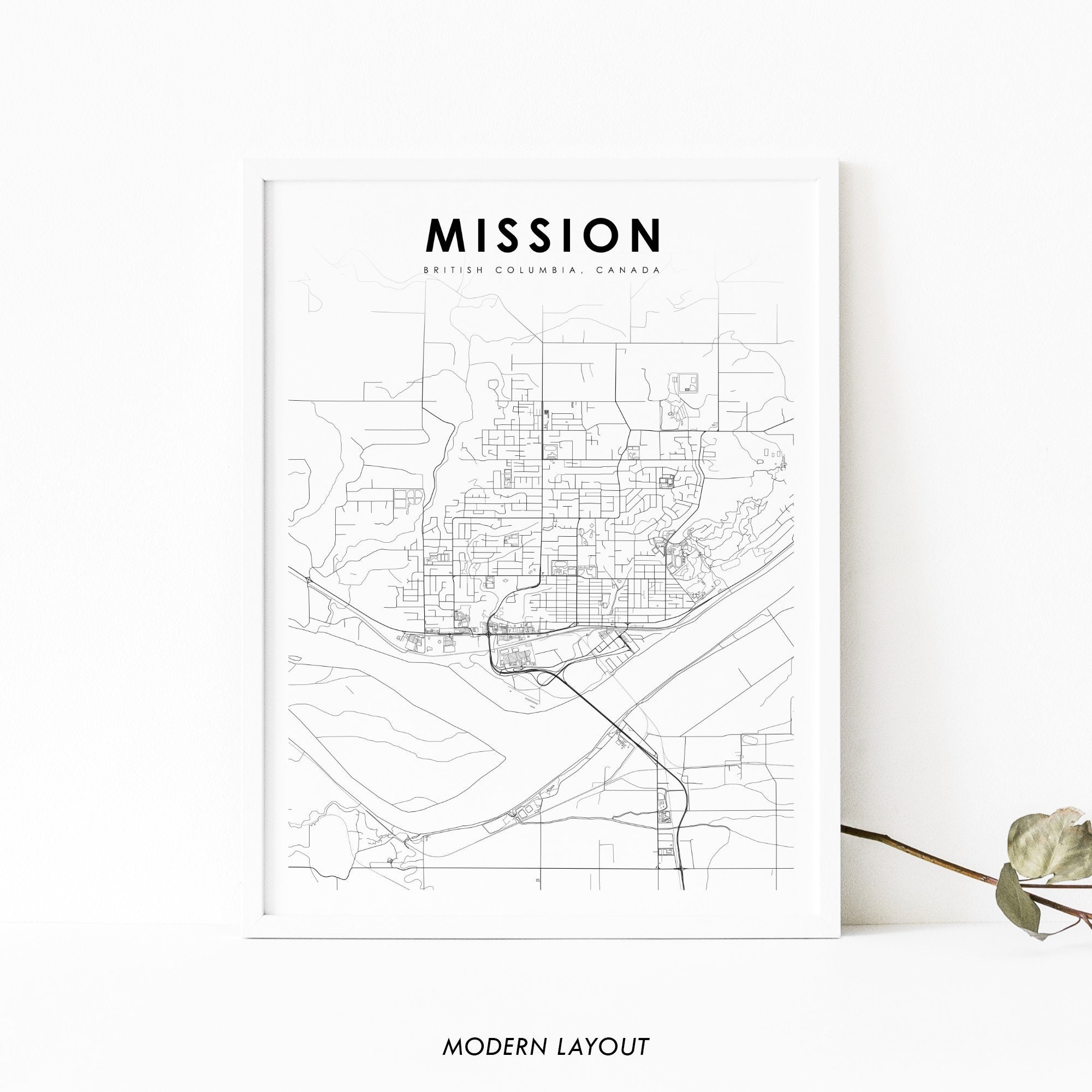Mission BC Canada Map Print British Columbia Map Art Poster | Etsy